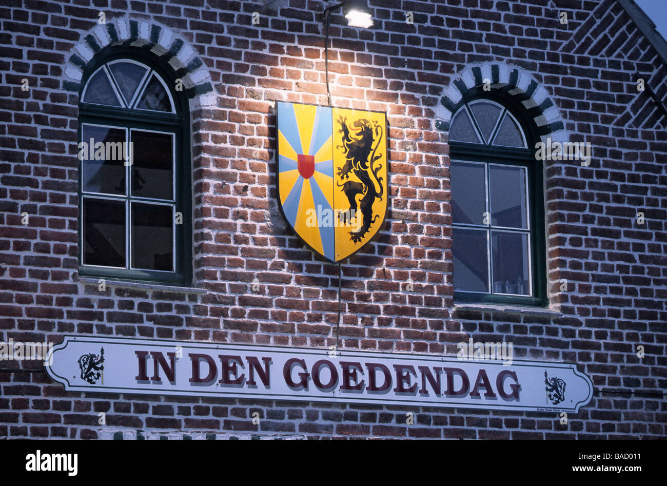 France, Nord, Bavinchove, sign details of Den Goedendag tavern Stock ...