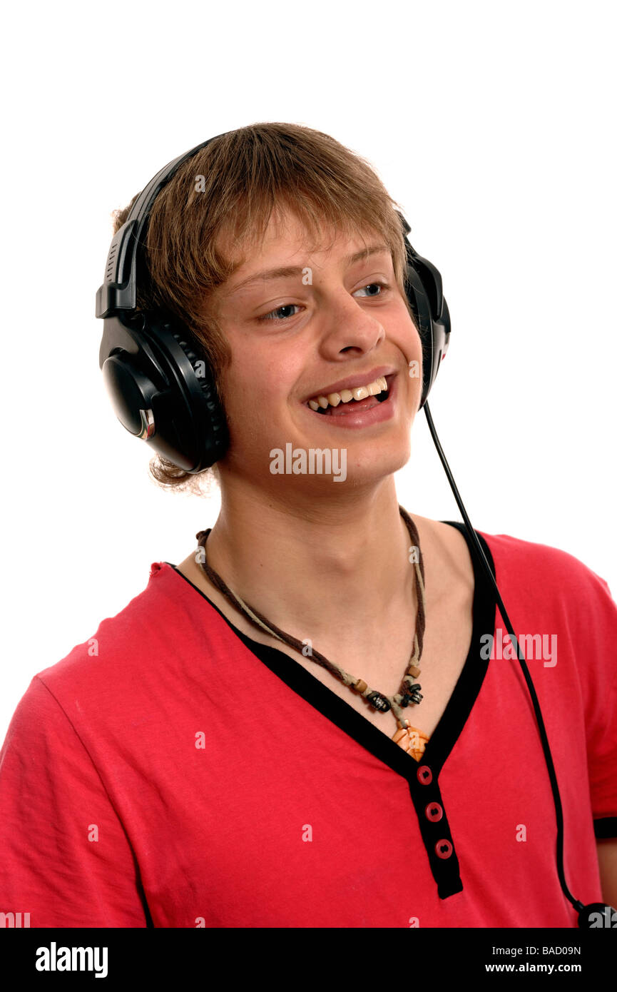 Boy wearing headphones Stock Photo - Alamy