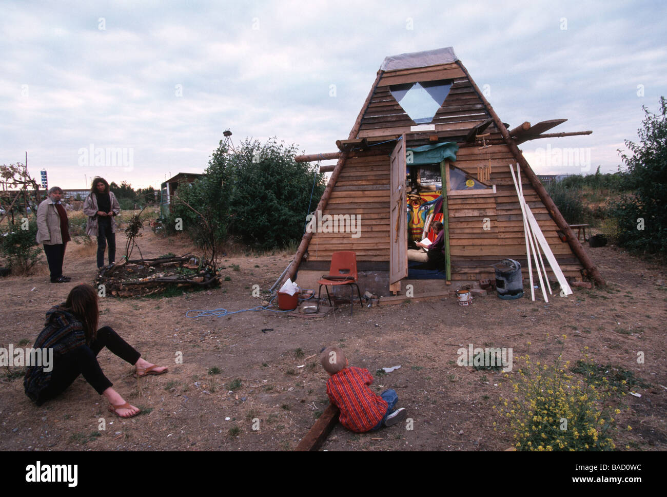A wooden house built from skip material on the site of the Wandsworth ...