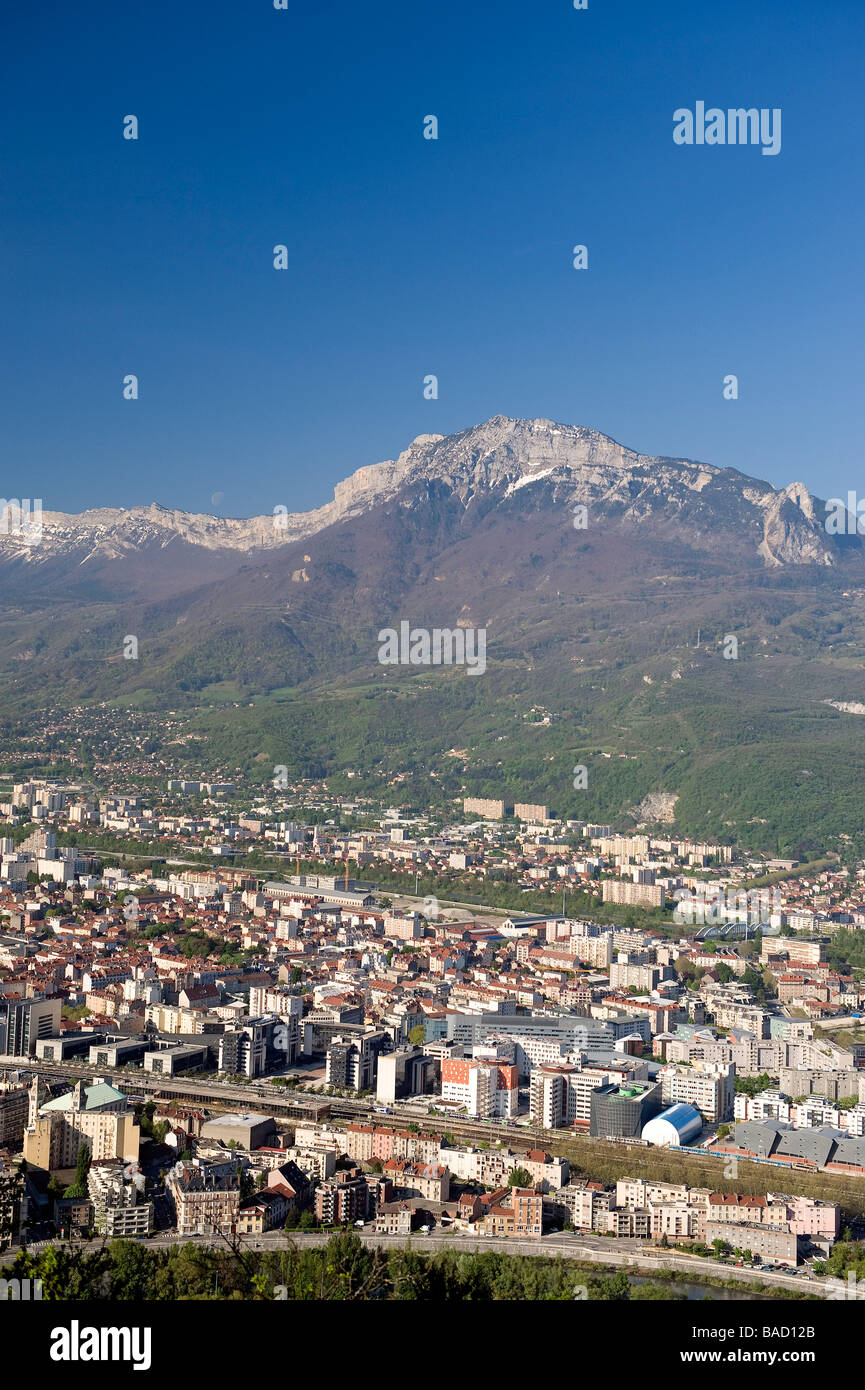 France, Isere, Grenoble, Panorama from the Bastille with the Massif du ...
