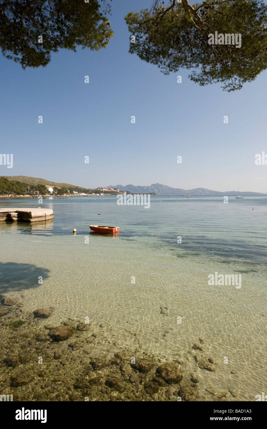 Beautiful sandy beach and blue sky and sea at the spanish resort of ...