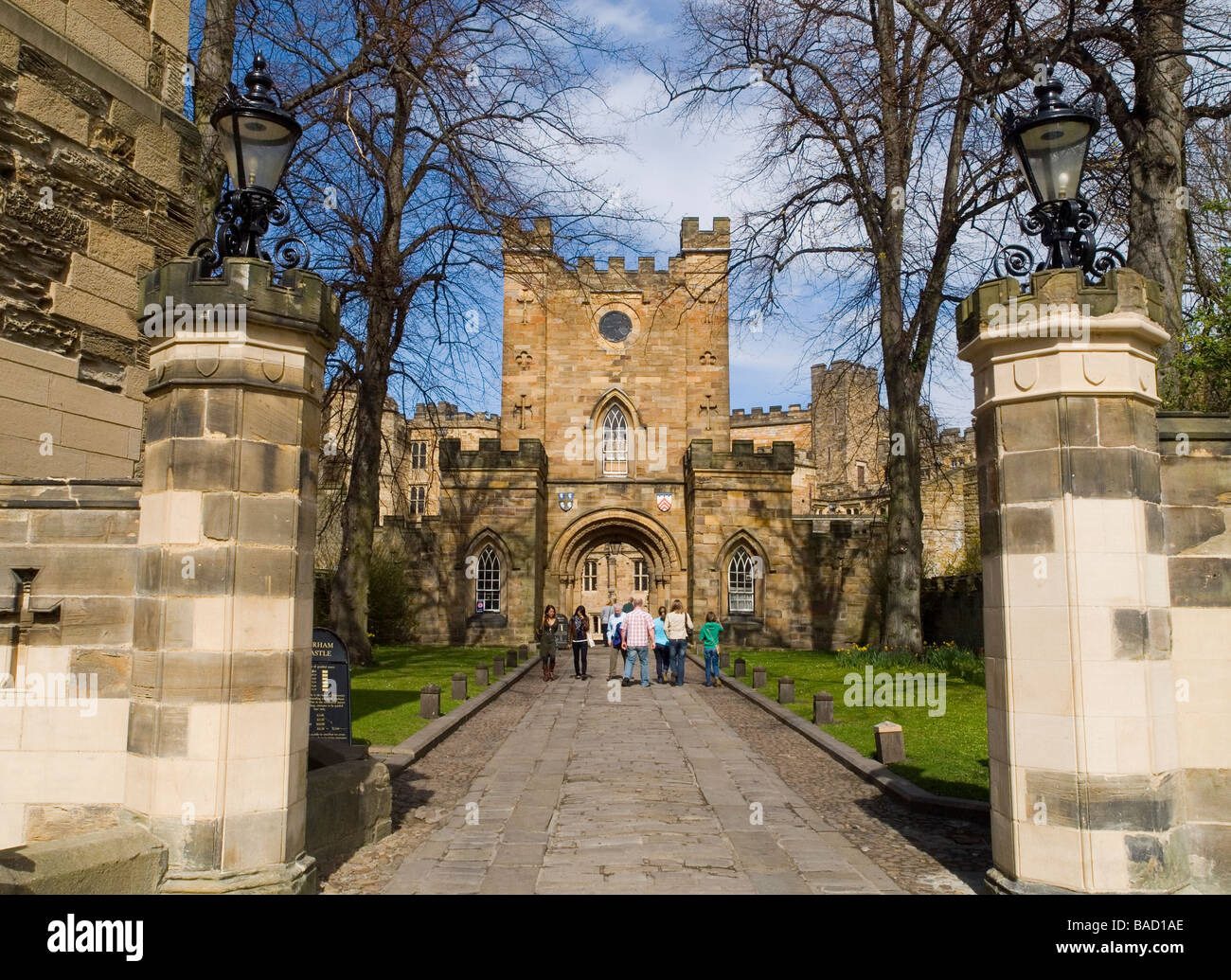 A view through the entrance gate of Durham Castle, North East England ...