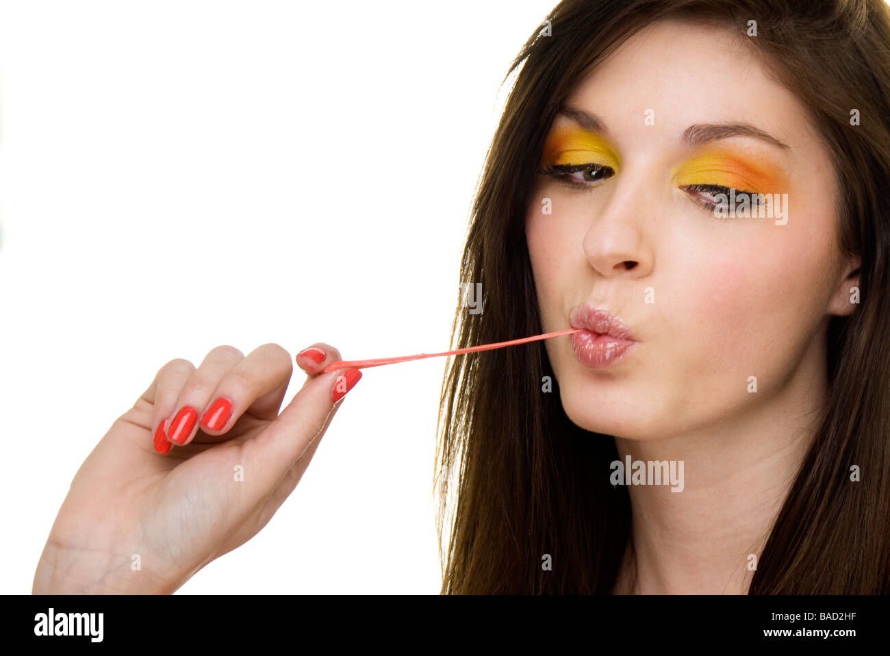 woman chewing gum Stock Photo - Alamy