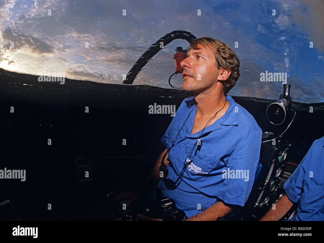 Pilots operate DeepSee deep diving submersible Cocos Island Costa Rica ...
