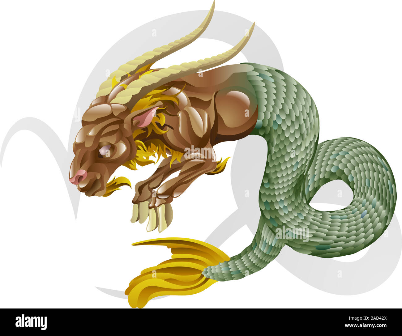 Illustration representing Capricorn the sea goat star or birth sign ...