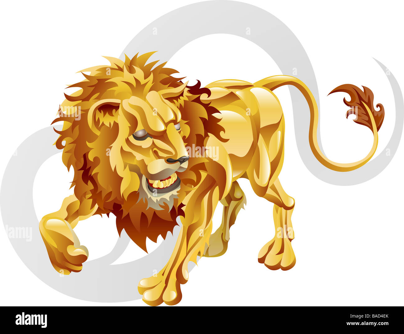 Illustration representing Leo the lion star or birth sign Includes the ...