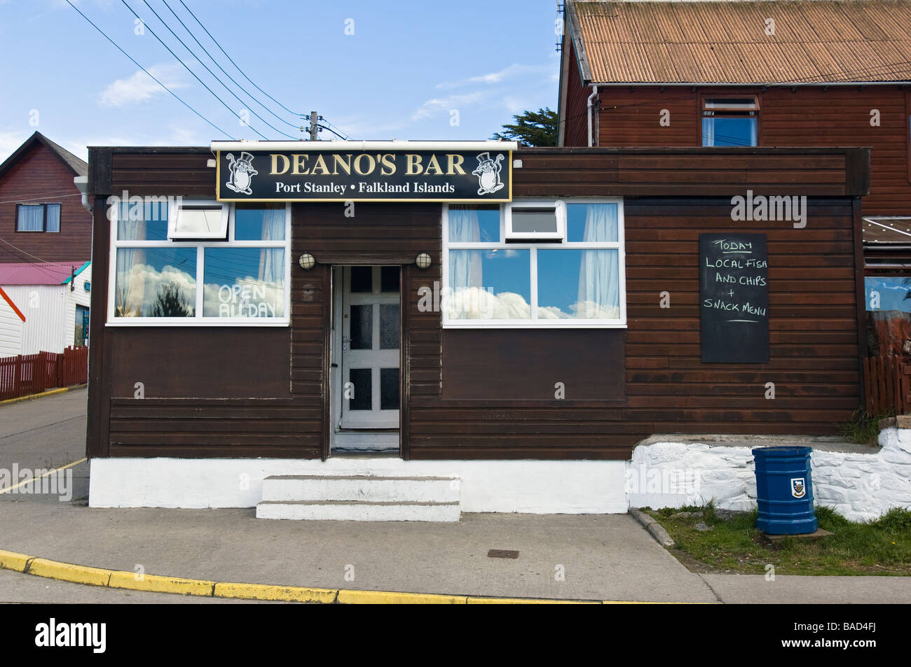 The Infamous Deanos Bar, Stanley, Falkland Islands Stock Photo - Alamy