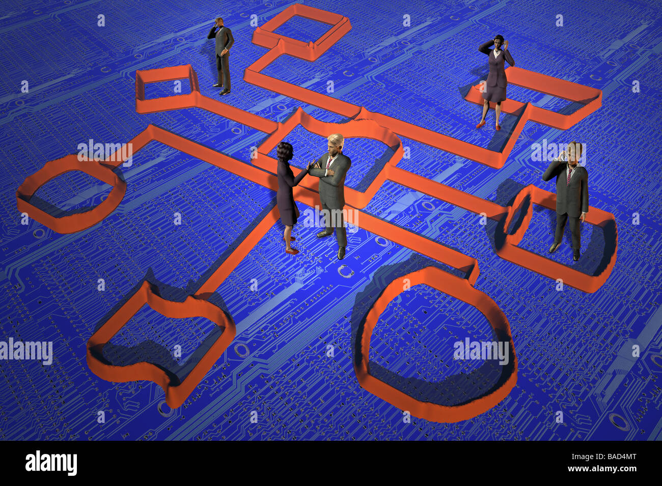 Businesspeople with a flow chart Stock Photo - Alamy