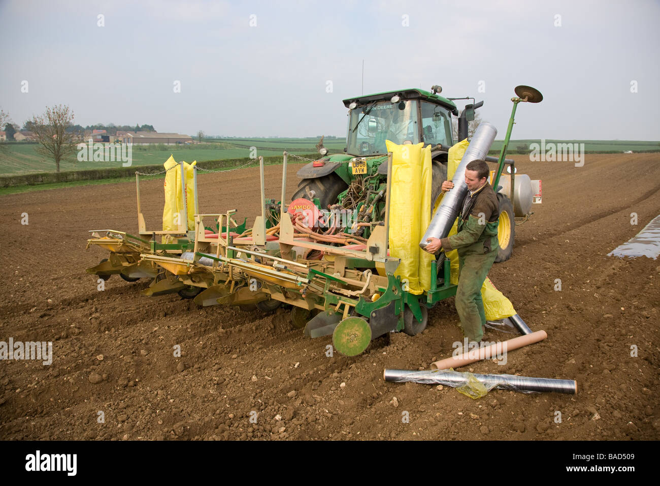 Drilling Maize In Leicstershire Stock Photo - Alamy