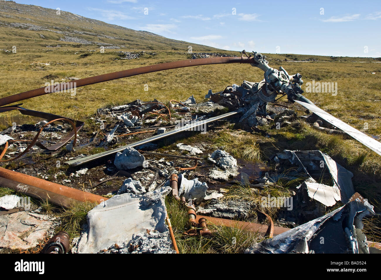 Wreck of a Chinook Helicopter which crashed during the Falklands ...