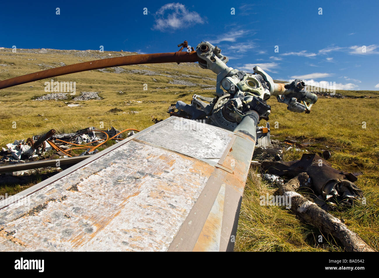Wreck of a Chinook Helicopter which crashed during the Falklands ...