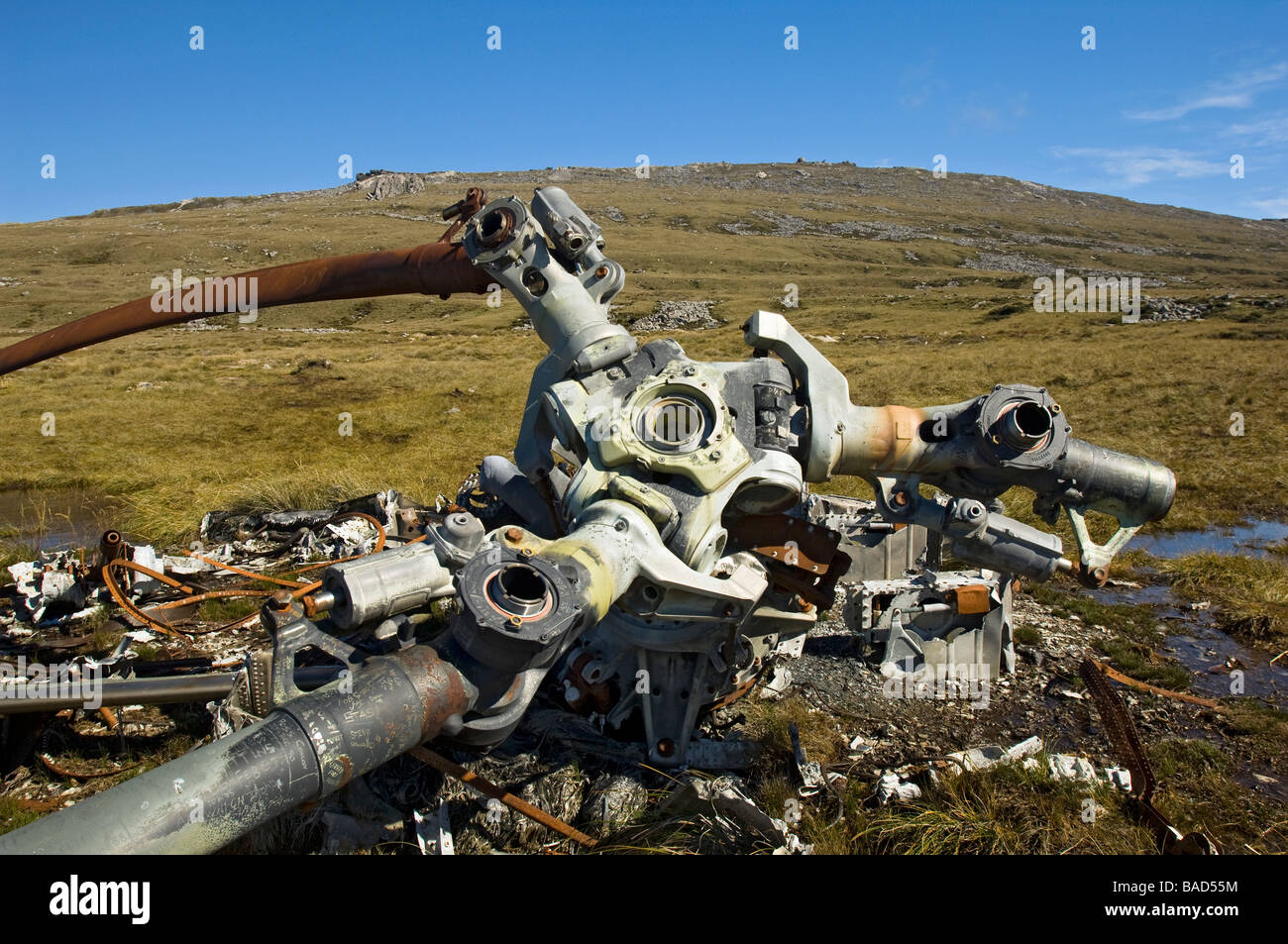 Wreck of a Chinook Helicopter which crashed during the Falklands ...