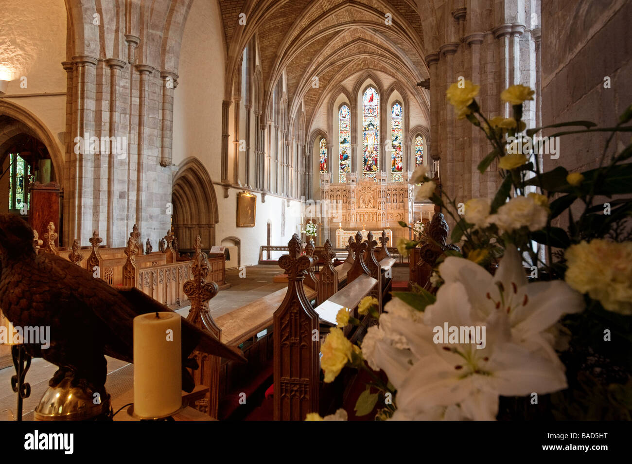 The interior of Brecon Cathedral, Brecon, Wales Stock Photo - Alamy