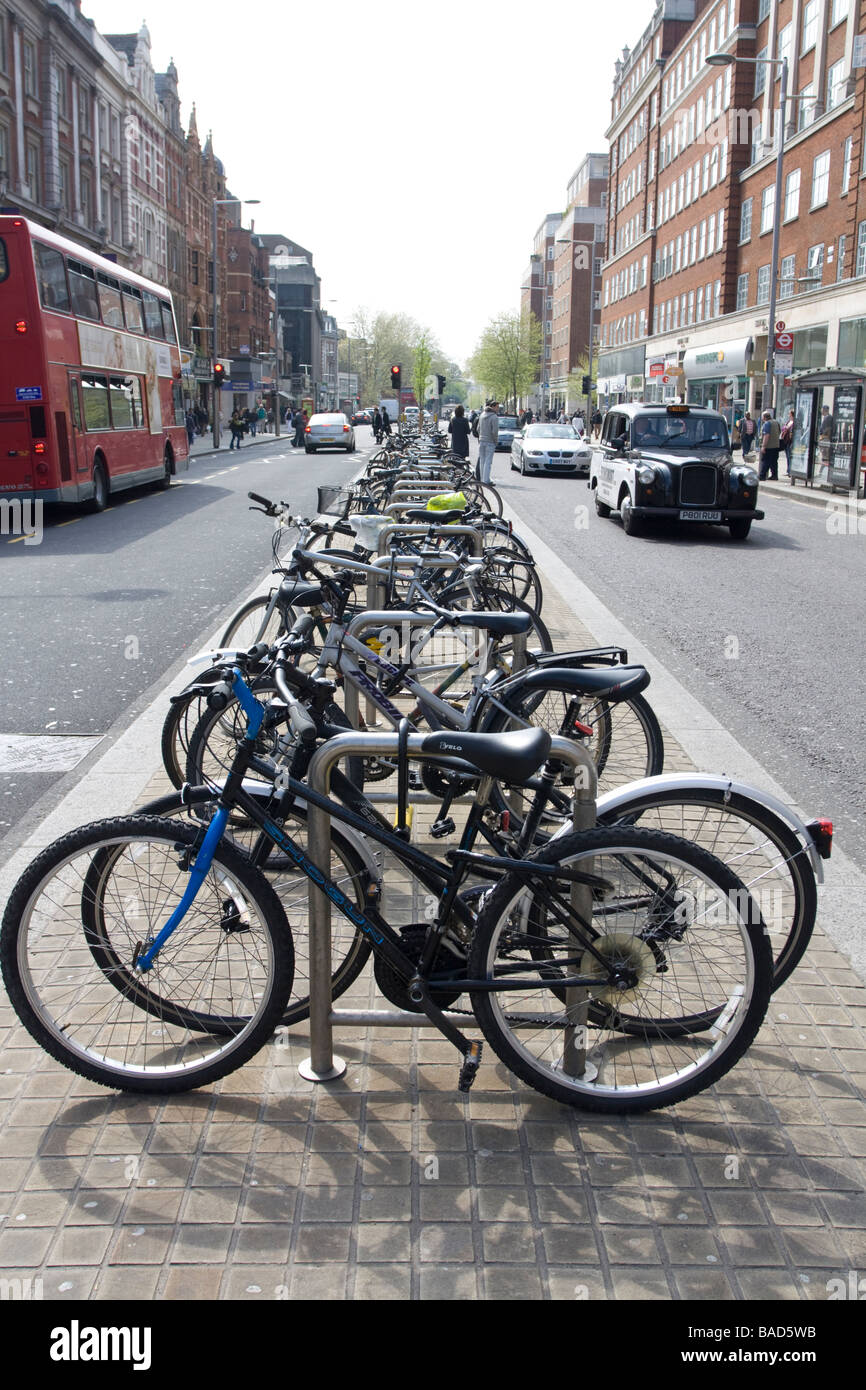 Bicycle Rack - Kennsington High Street - London Stock Photo - Alamy