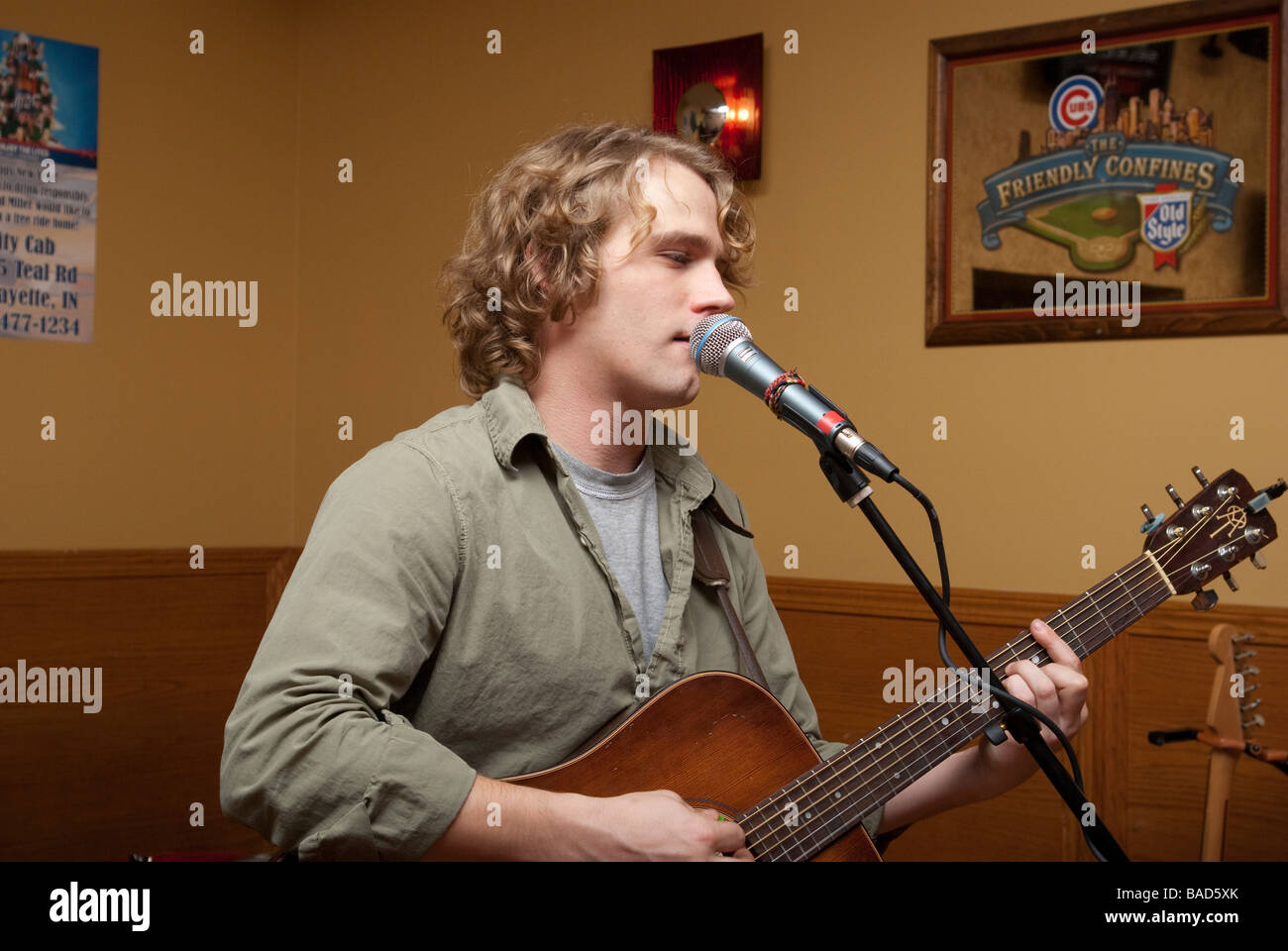 Guitarist / Singer Adam Gibson plays at a New Year's Even show in ...