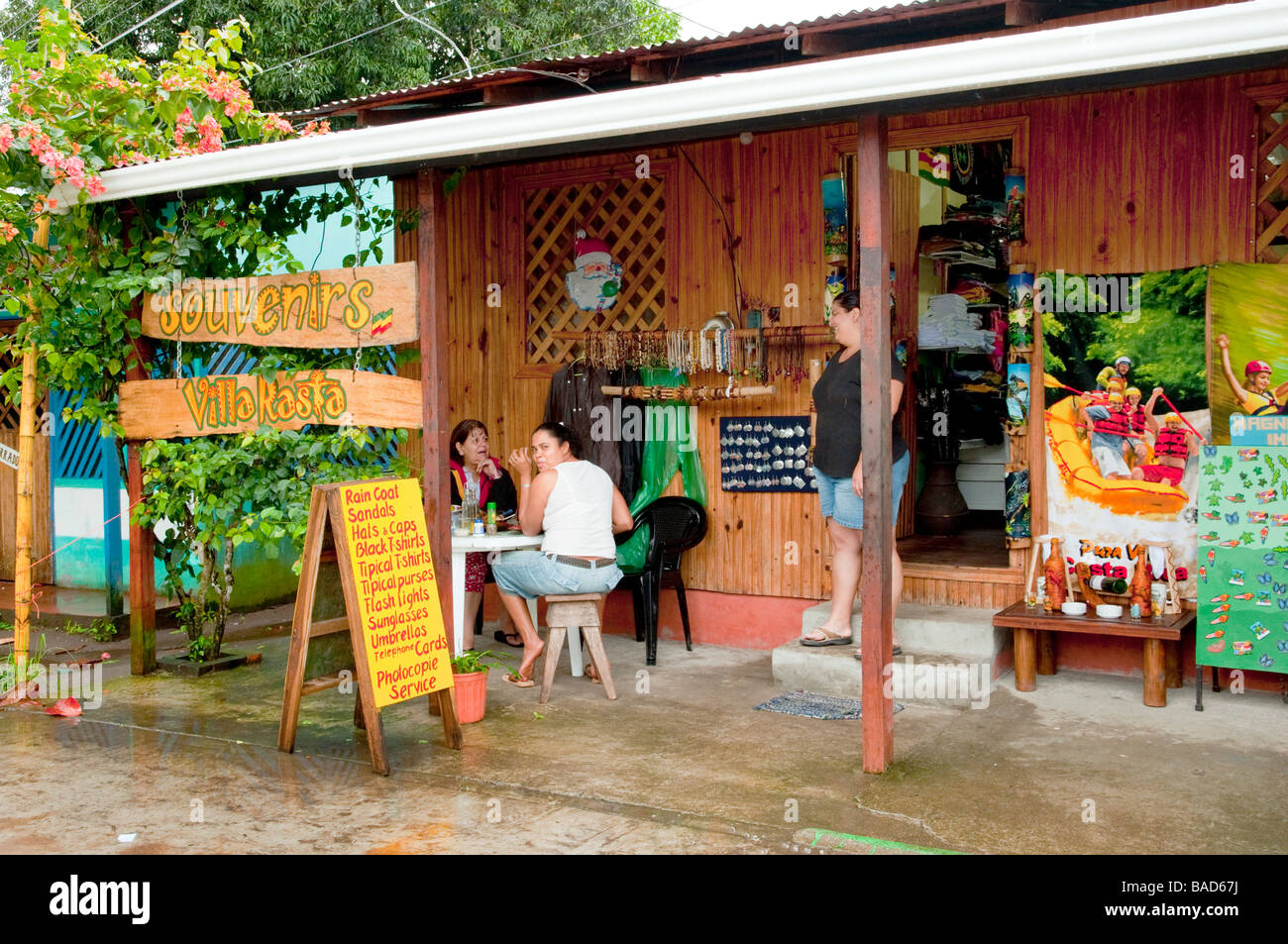 Shops and stores aolong the main street in Tortuguero Costa Rica ...