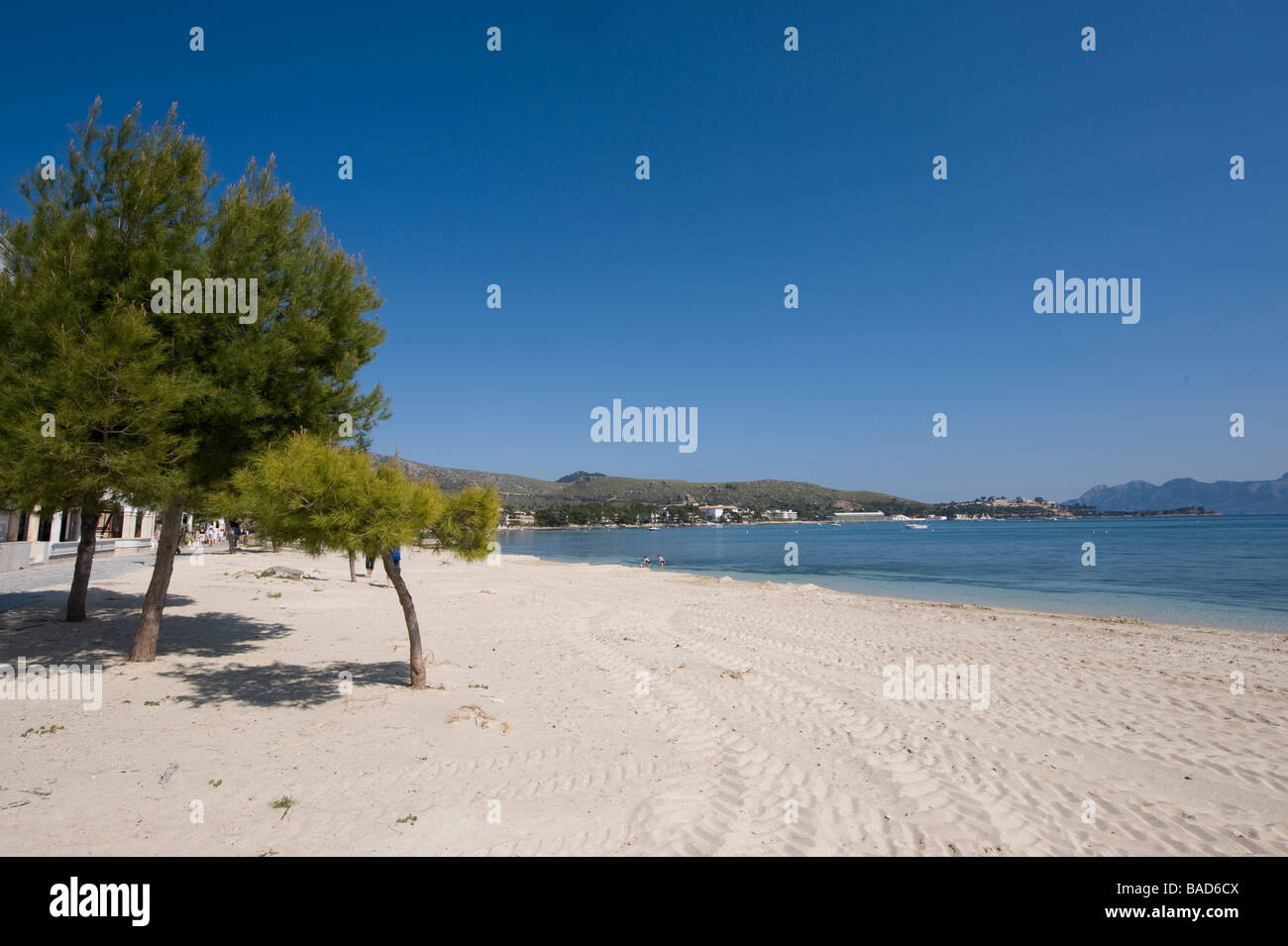 Beautiful sandy beach and blue sky and sea at the spanish resort of ...