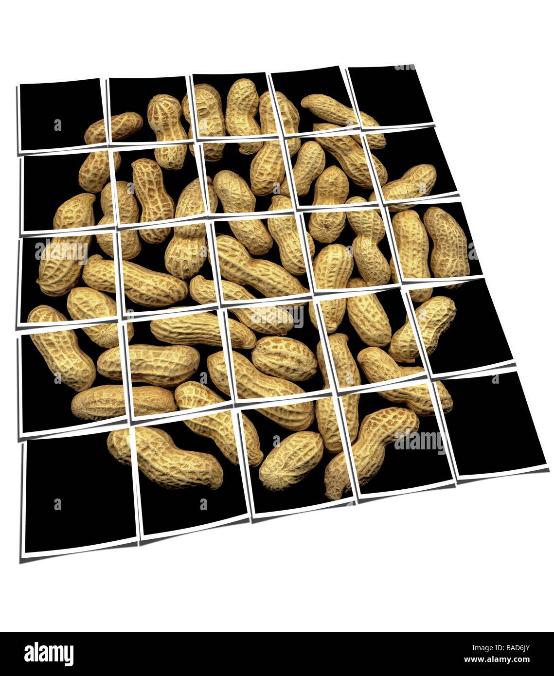 peanuts on black background collage composition of multiple images over ...