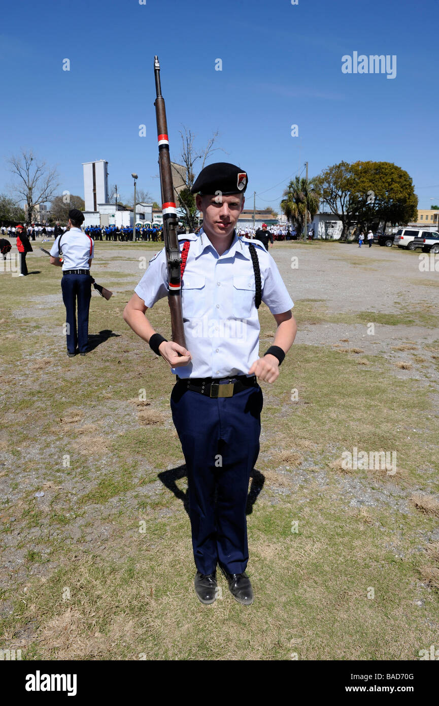 Junior ROTC Member with rifle at Strawberry Festival Parade Plant City ...