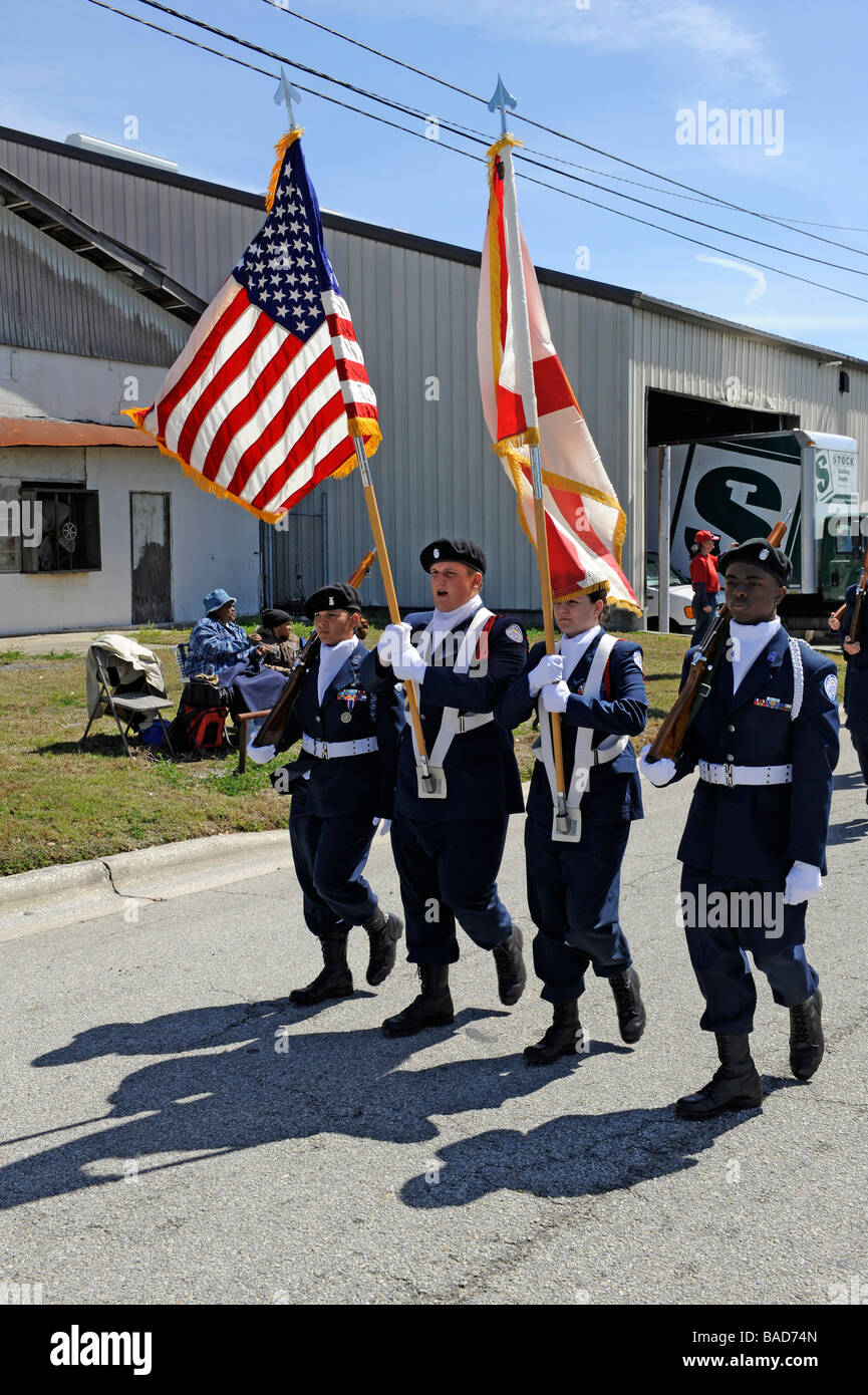 Junior ROTC Members with flags at Strawberry Festival Parade Plant City ...
