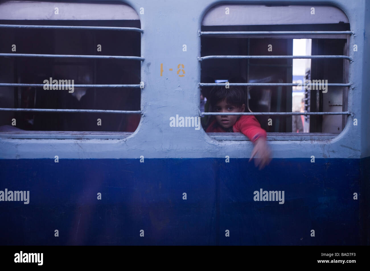India train window child hi-res stock photography and images - Alamy