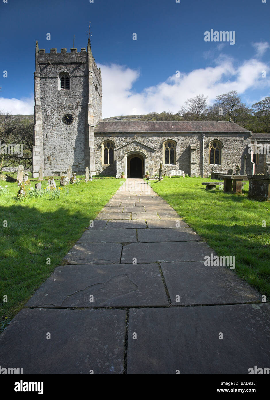 The picturesque church and churchyard of St Oswalds at Arncliffe ...