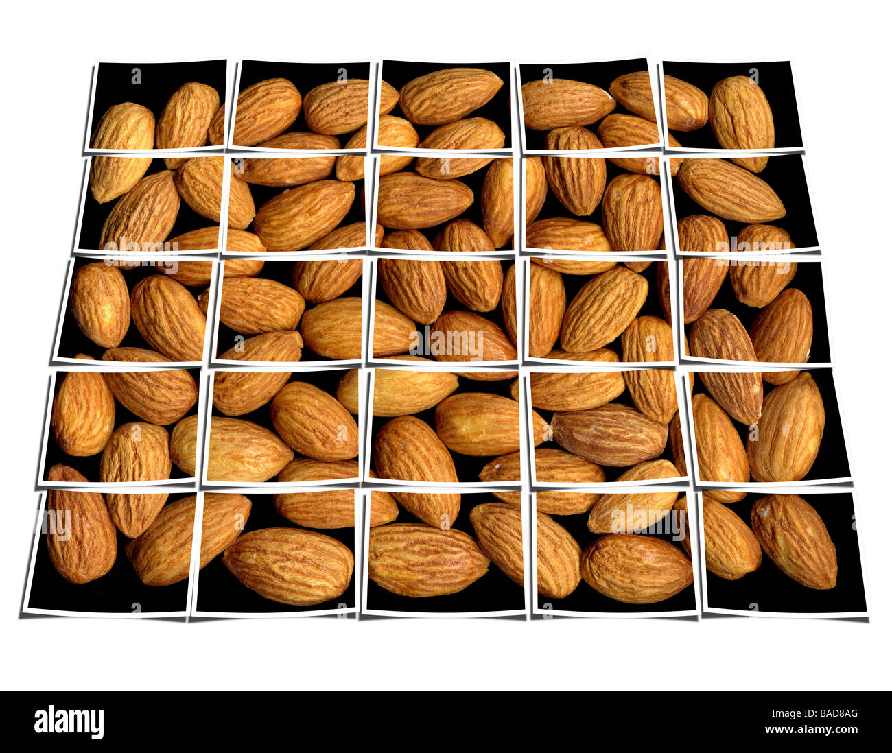 almonds on black background collage composition of multiple images over ...