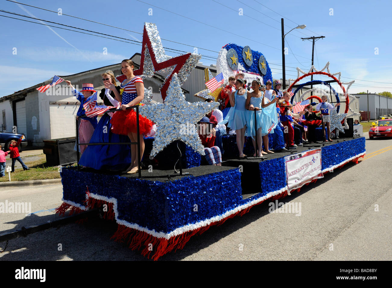 Patriotic Float in Strawberry Festival Parade Plant City Florida Stock ...