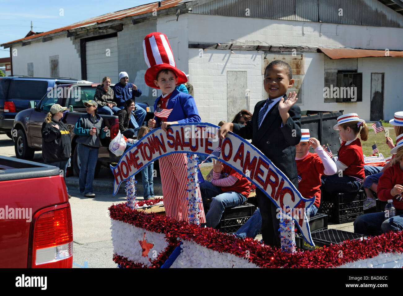 Patriotic Float in Strawberry Festival Parade Plant City Florida Stock ...