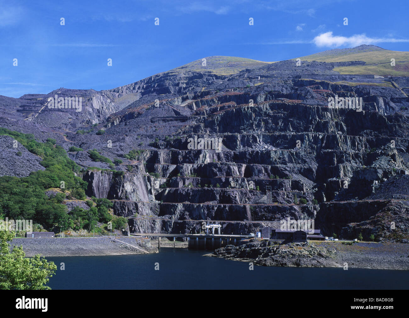 Electric Mountain Dinorwig Power Station and Llyn Peris with disused ...