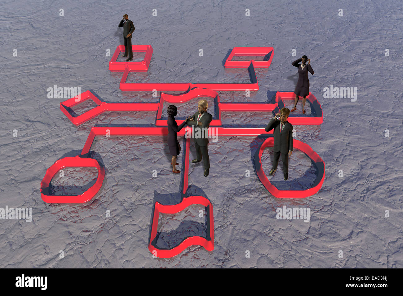 Businesspeople with a flow chart Stock Photo - Alamy