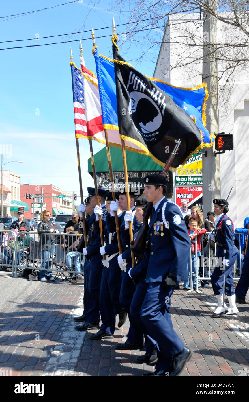 Junior ROTC Members with flags at Strawberry Festival Parade Plant City ...