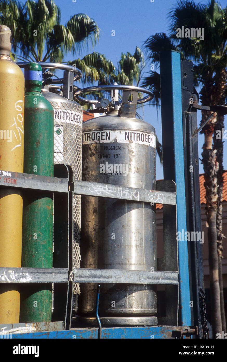 Chemical gas tank nitrogen truck deliver safe storage Stock Photo - Alamy