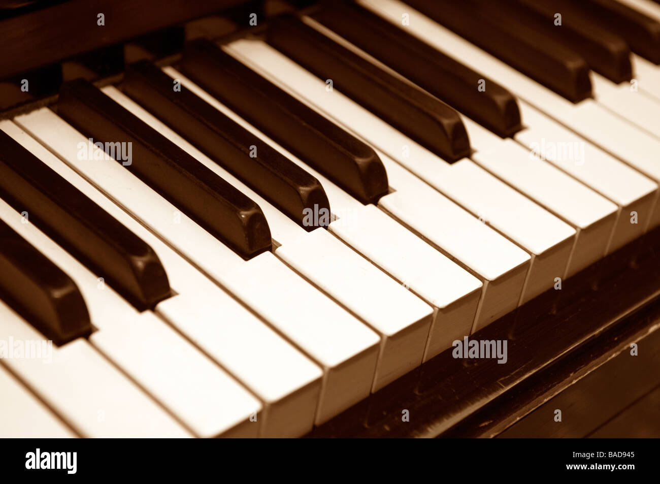 old Piano keys side view Stock Photo - Alamy
