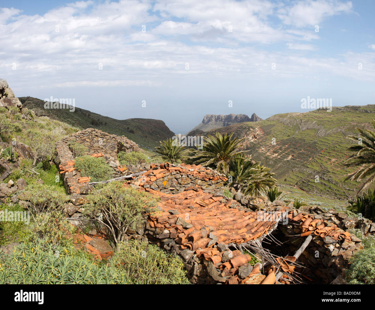 Derelict farm house in the Majona Natural Reserve on La Gomera. This is ...