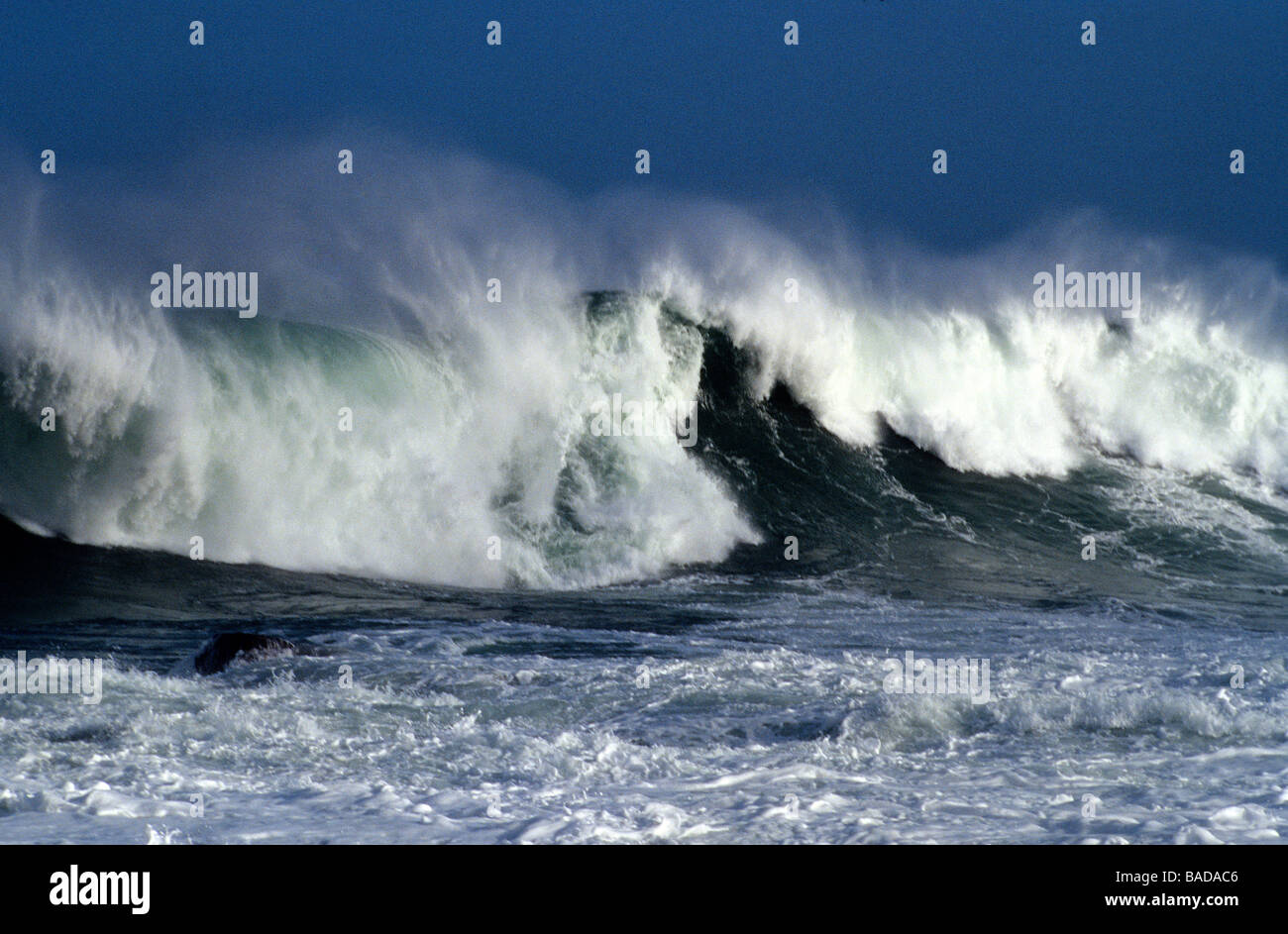 France, Cotes d'Armor, Cote des Ajoncs Tour, Plougrescant, the ocean at ...