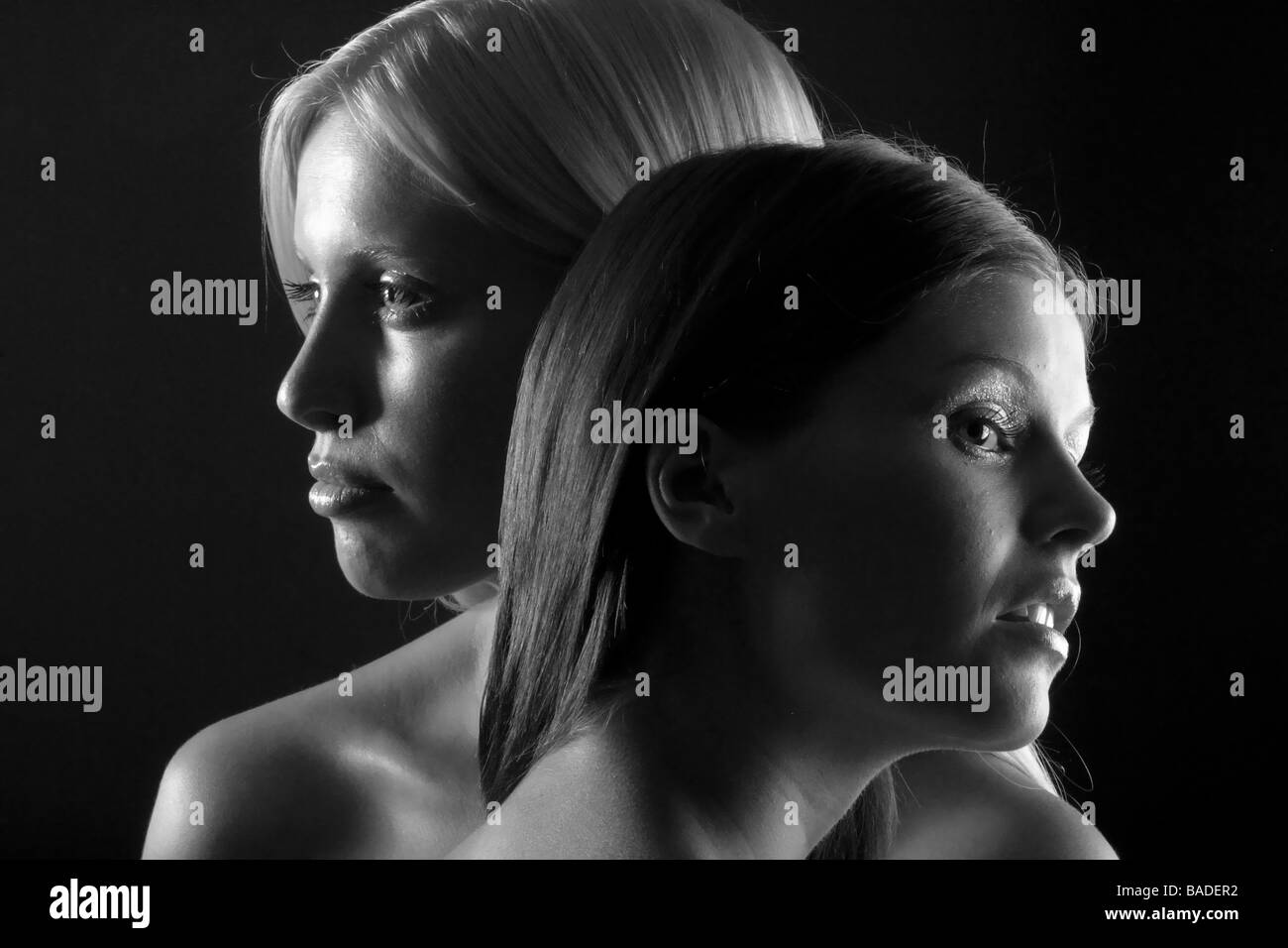 Two heads of Black and White Stock Photos & Images - Alamy