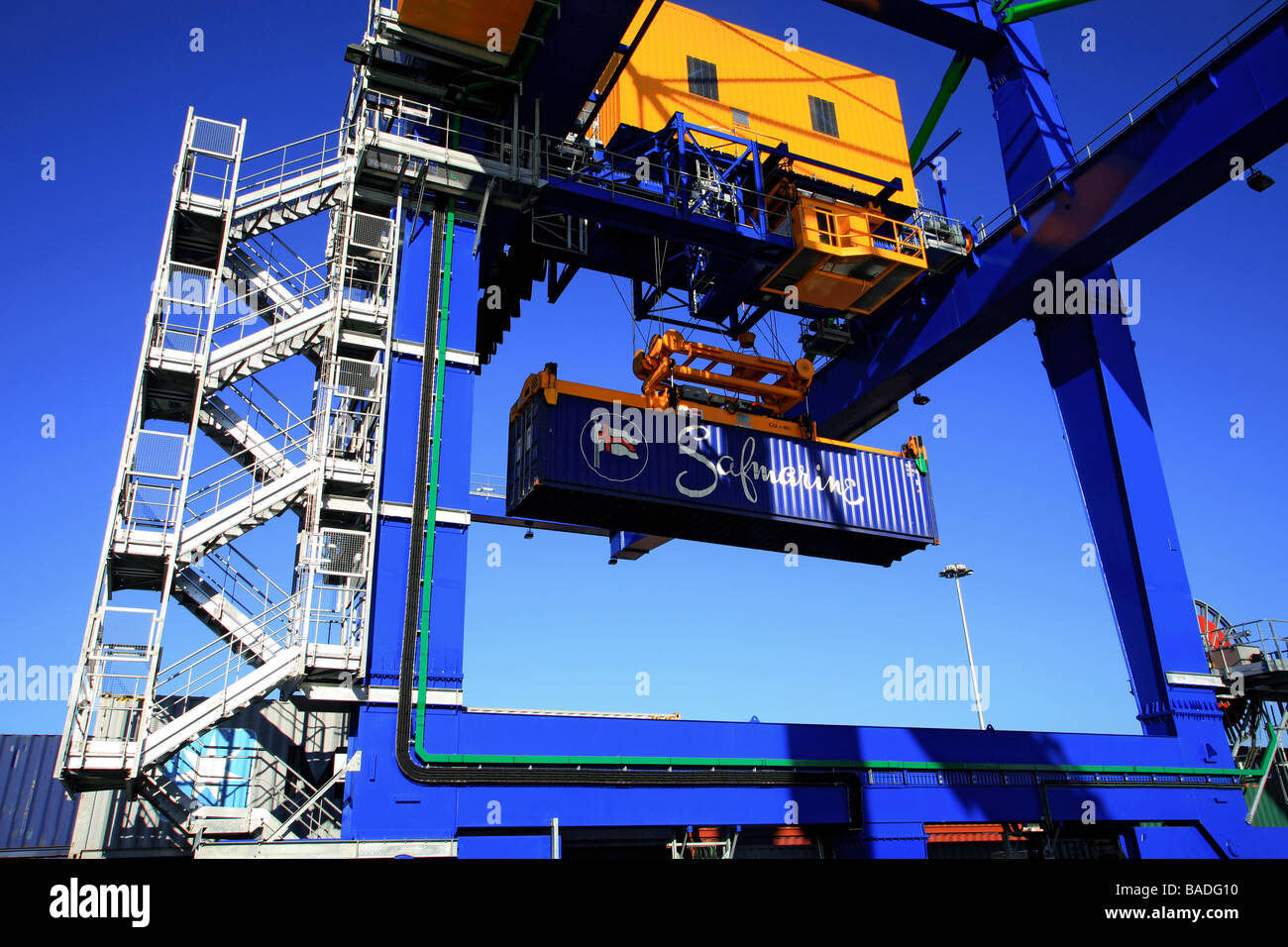 France, Rhone, Lyon, Edouard Herriot River Port Terminal Container ...
