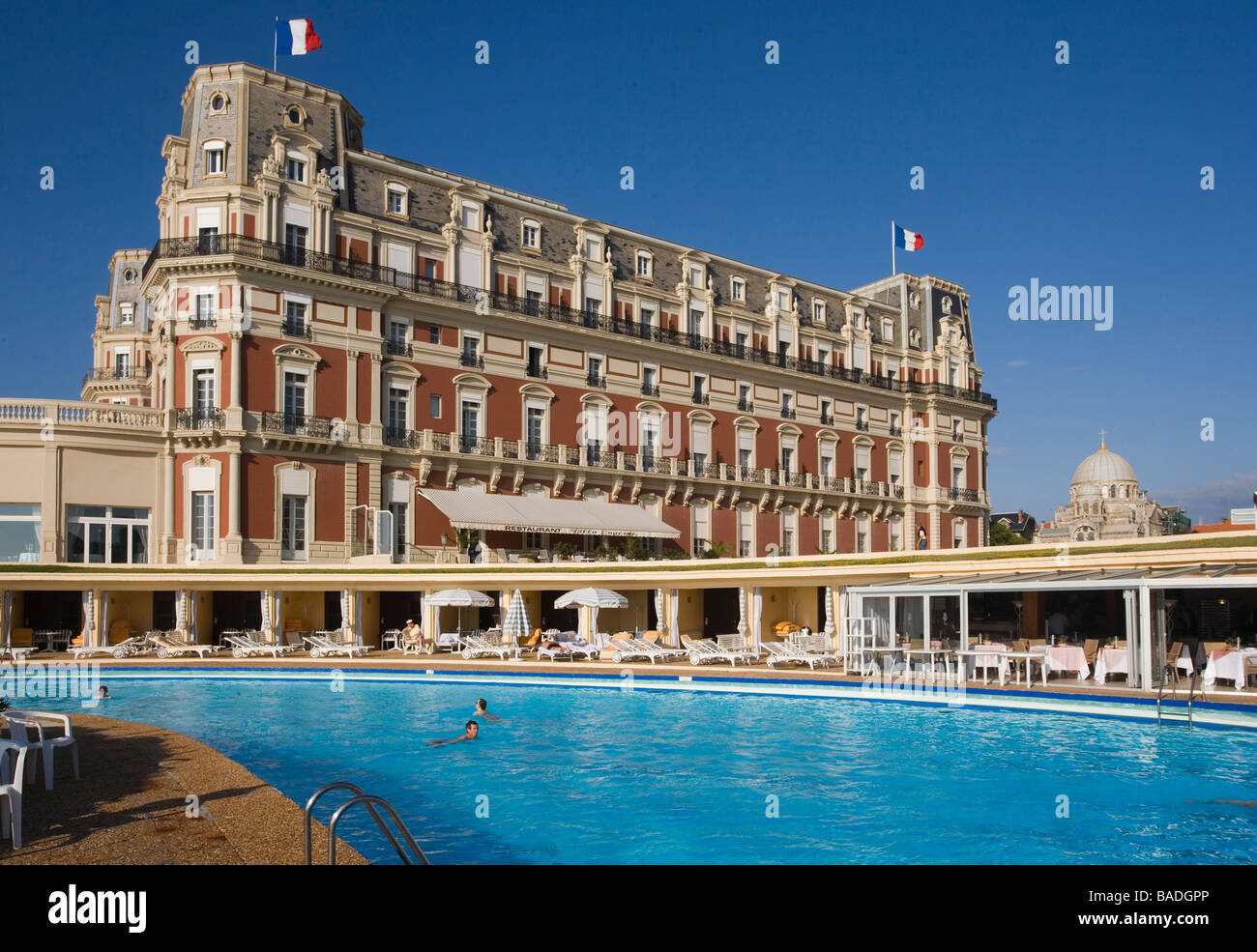 France, Pyrenees Atlantiques, Biarritz, the swimming pool of the Hotel ...