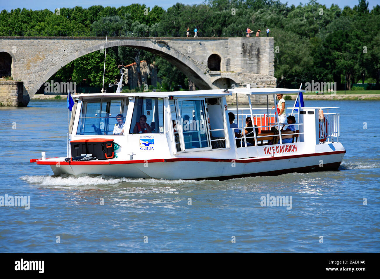 France, Vaucluse, Avignon, transport navigation on the Rhone river with ...