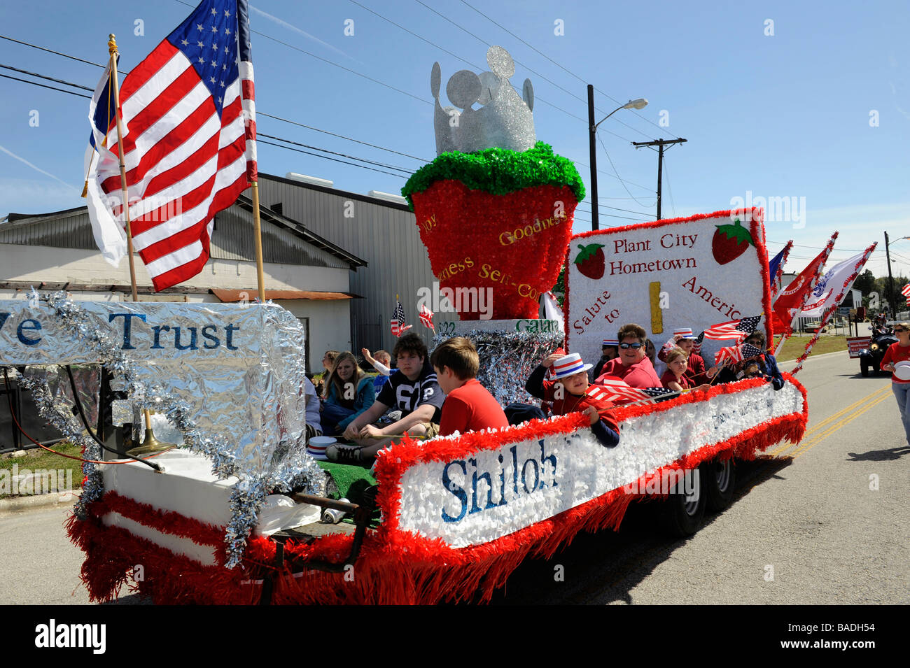 Patriotic Float in Strawberry Festival Parade Plant City Florida Stock ...