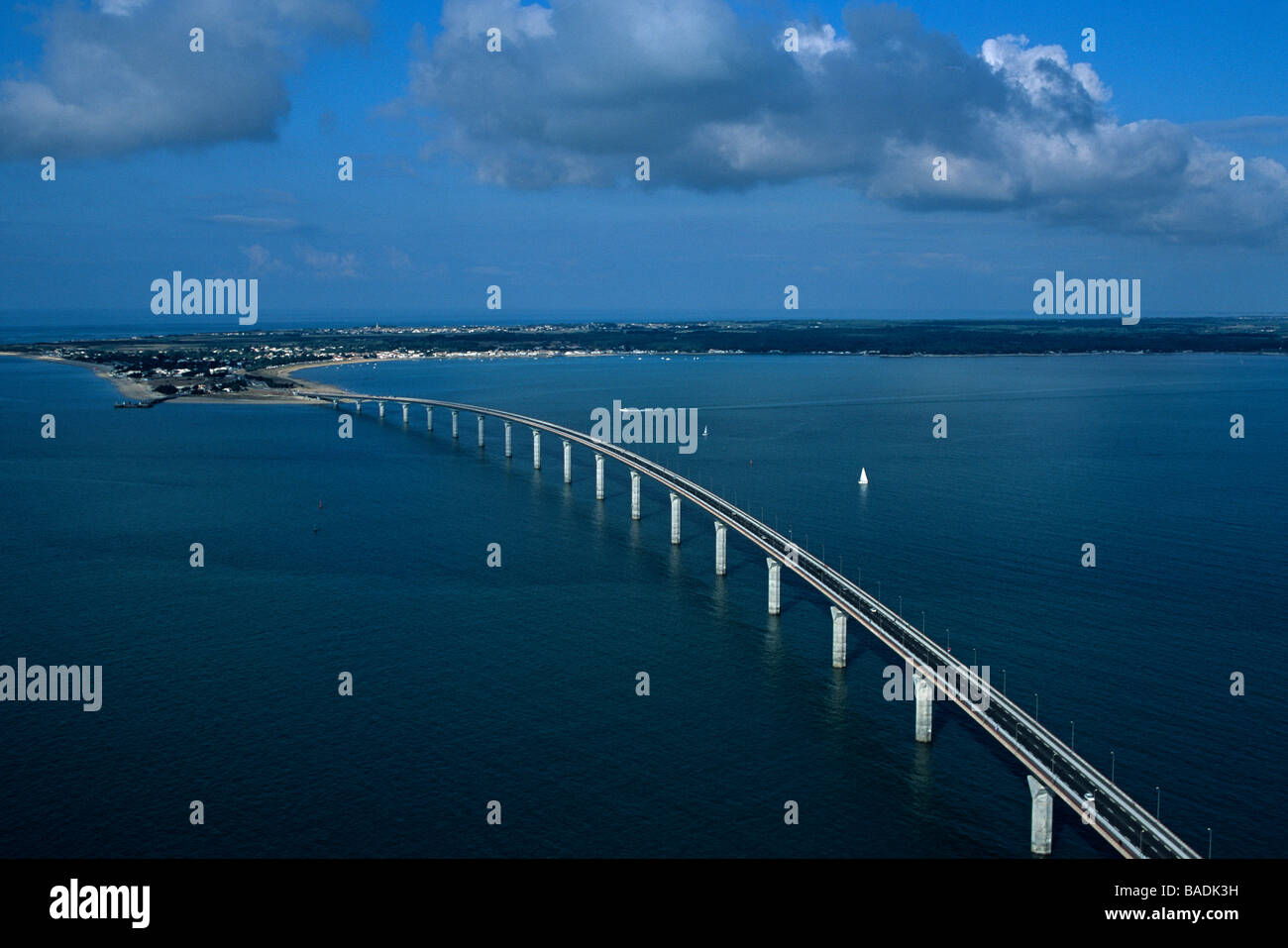 France, Charente Maritime, Ile de Re, aerial views of the Pont de l'Ile ...