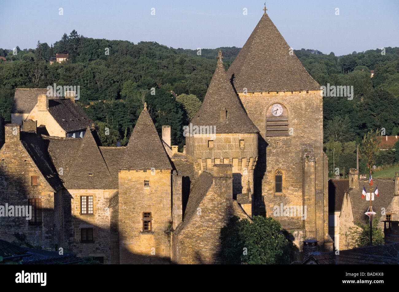 France, Dordogne, Perigord Noir, Saint Genies church and castle ...