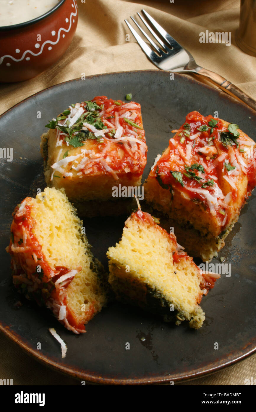 Paneer Palak Dhokla Stock Photo - Alamy