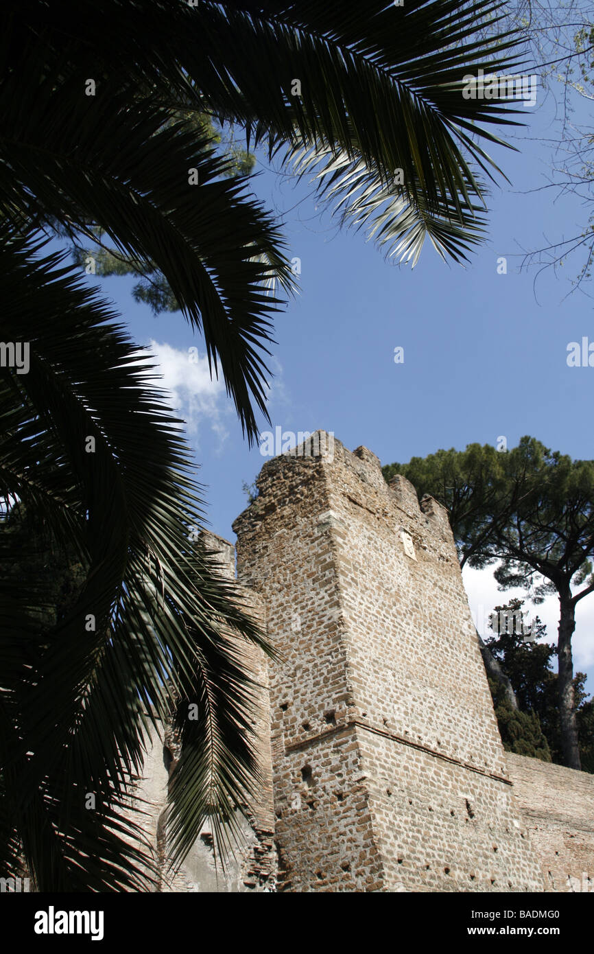 ancient roman aurelian defence wall in the ostiense area in rome italy ...