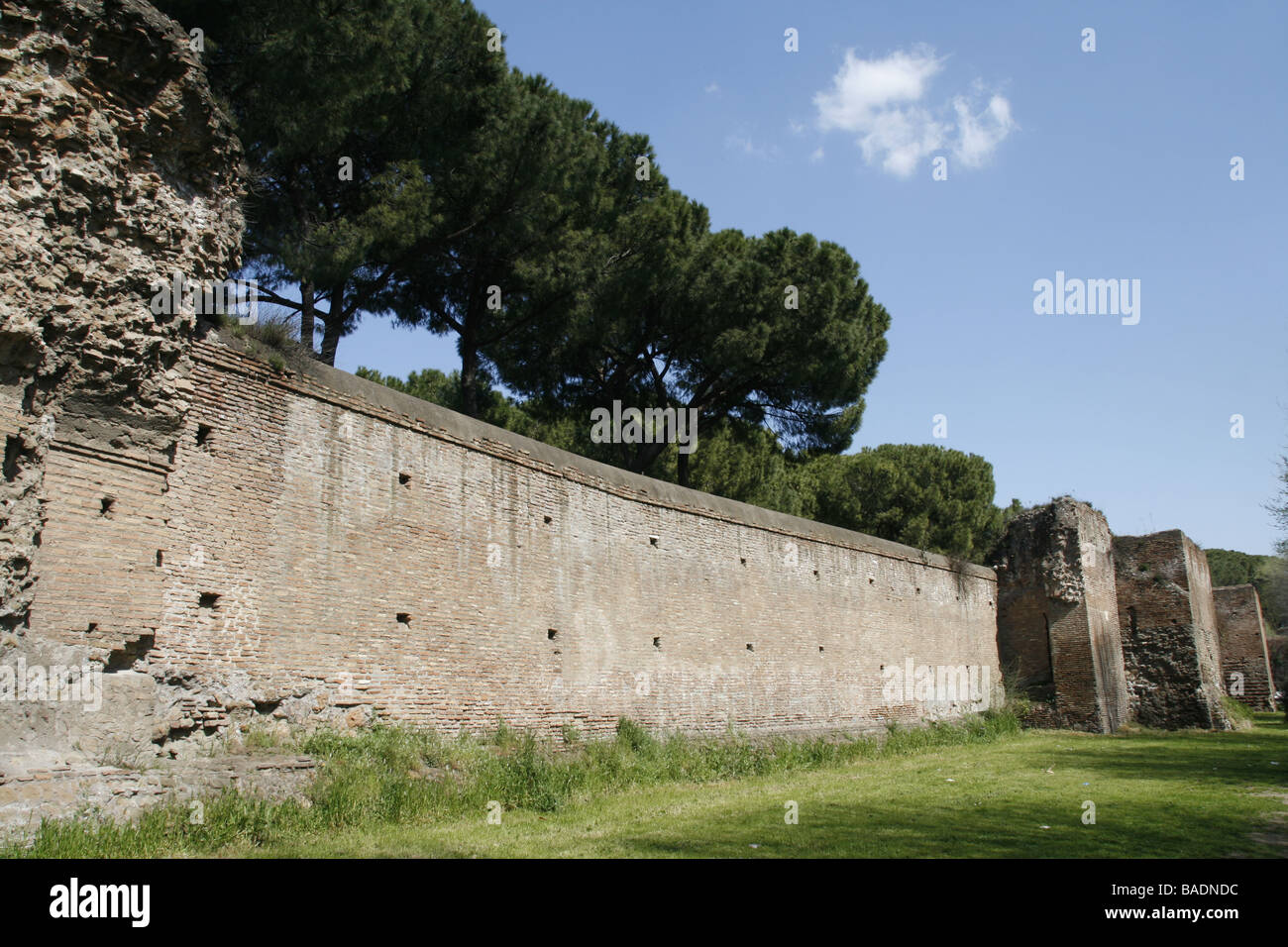 ancient roman aurelian defence wall in the ostiense area in rome italy ...