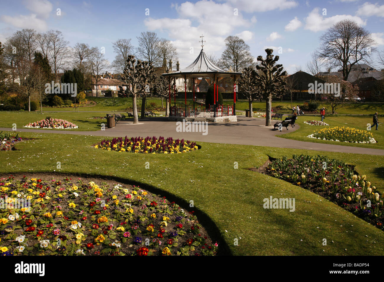 Spring view of the Dorchester Borough Gardens showing the bandstand ...