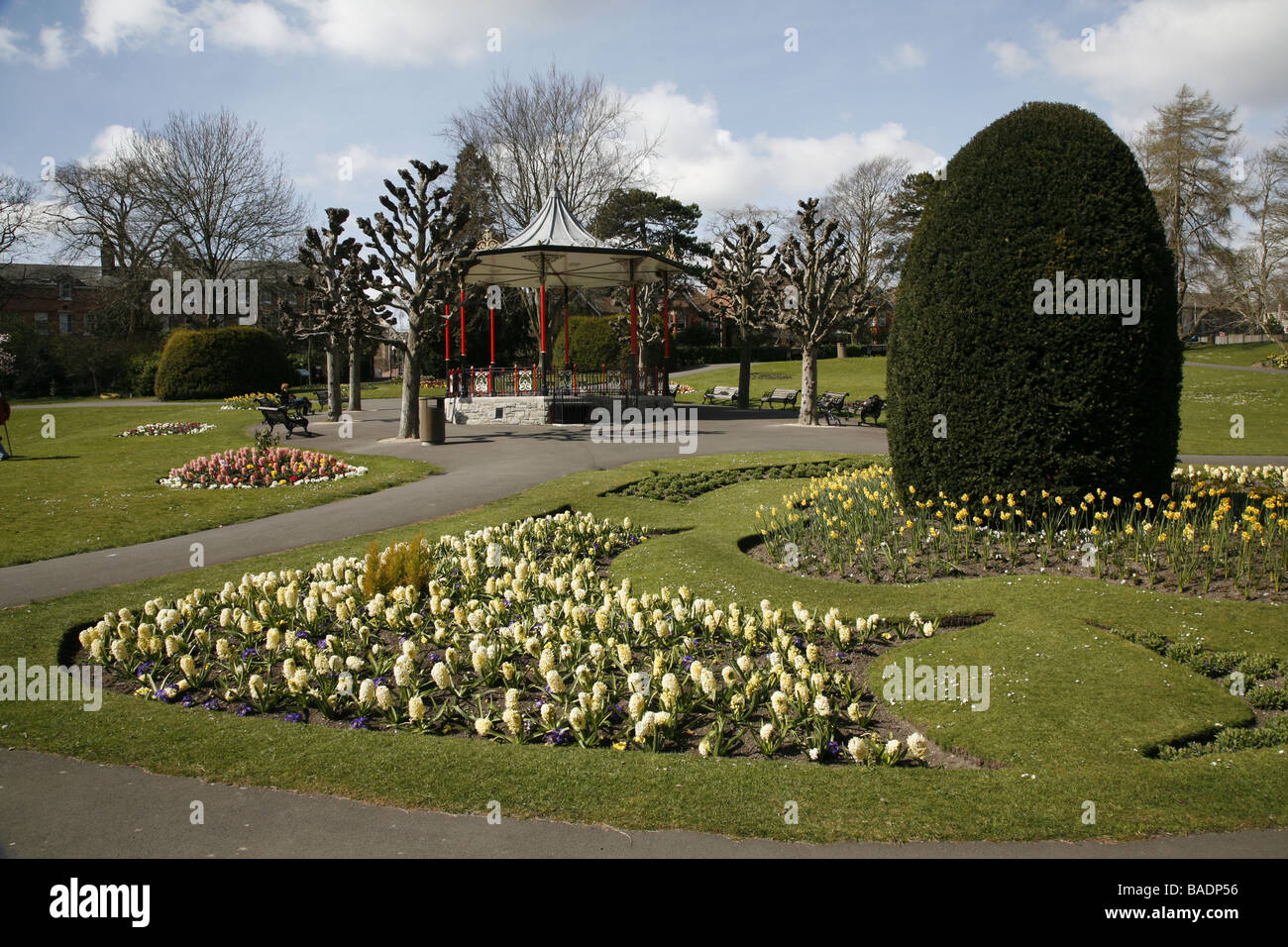 Spring view of the Dorchester Borough Gardens showing the bandstand ...