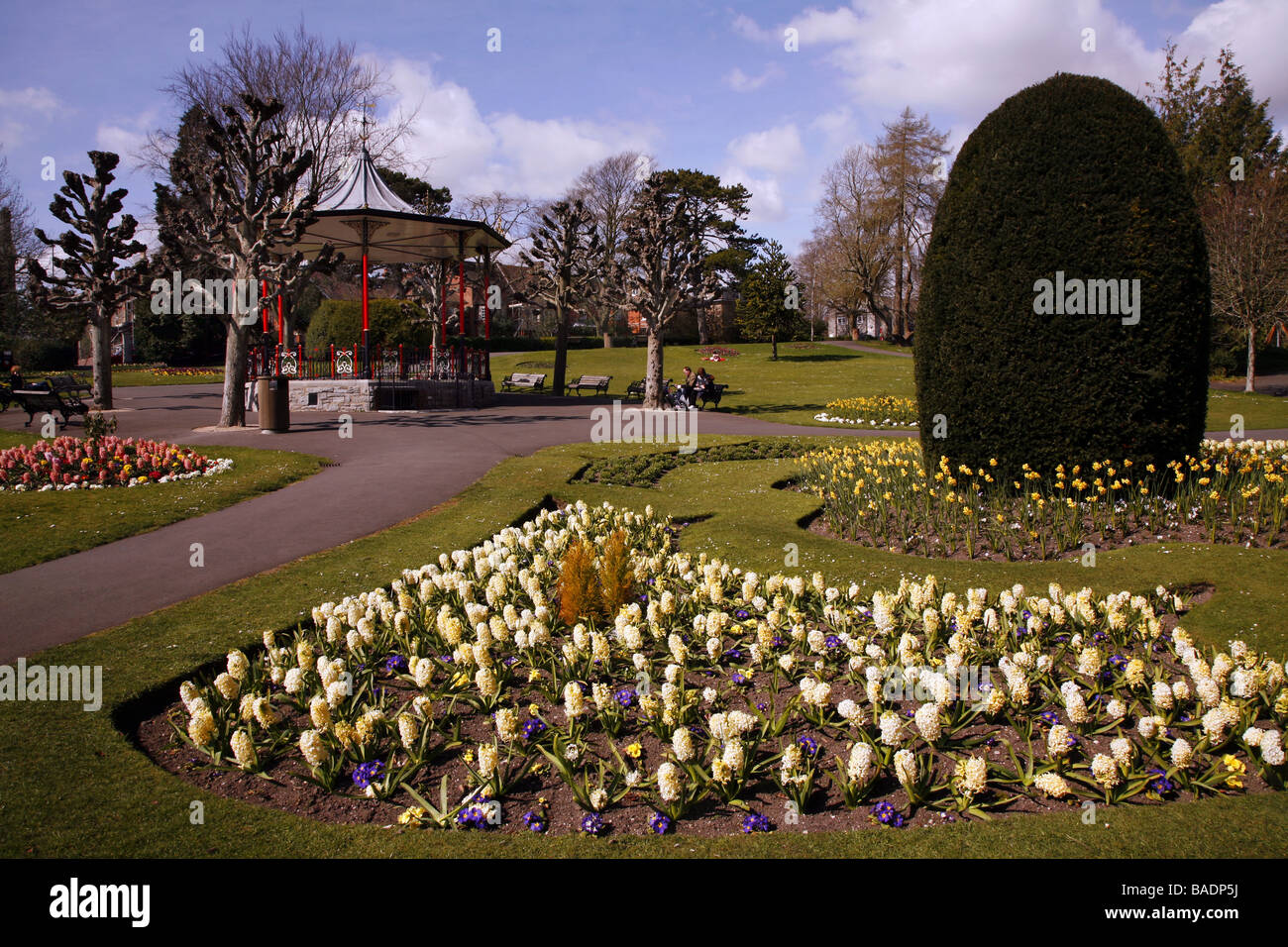 Spring view of the Dorchester Borough Gardens showing the bandstand ...