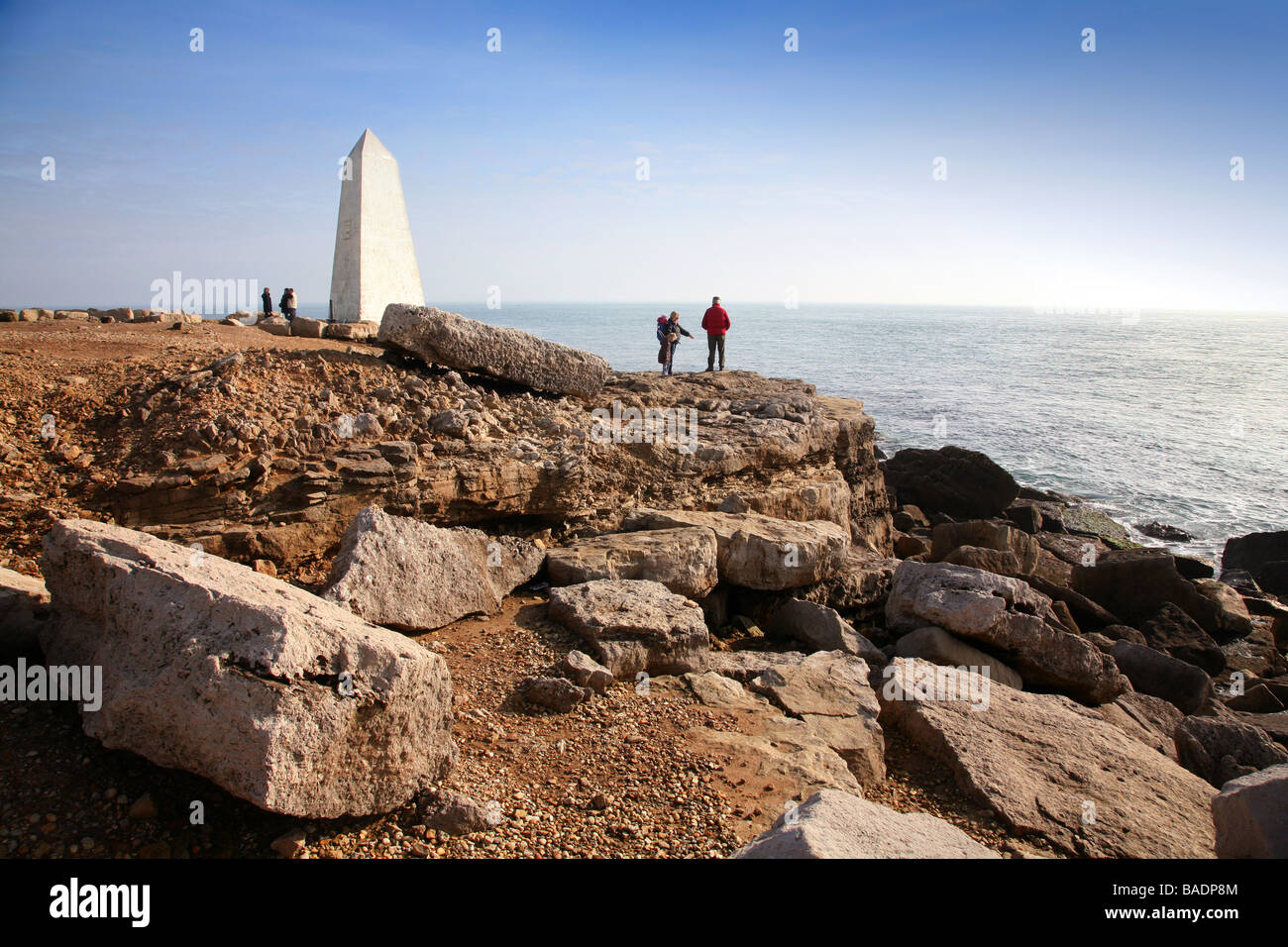View of the sea from the tip of Portland Bill showing the Trinity House ...